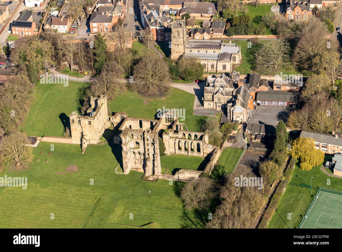 Aerial photo of Ashby de la zouch castle showing ruins of castle from ...
