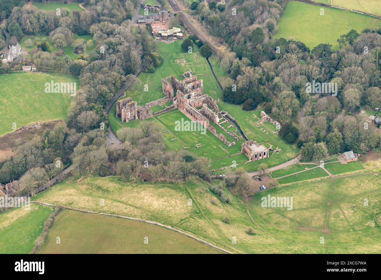 Aerial photo of ruins of Furness Abbey from 1500 feet Stock Photo - Alamy