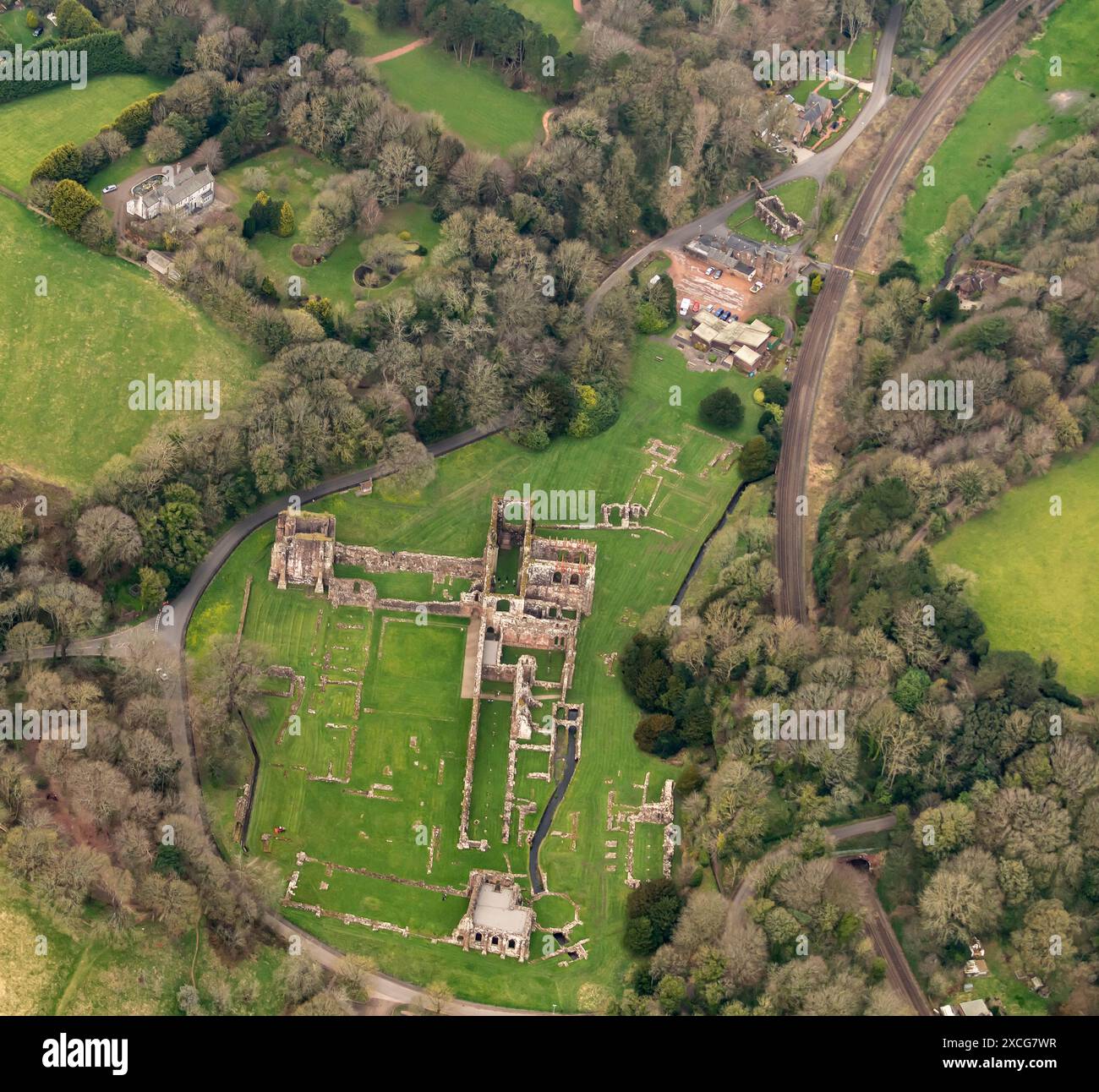 Aerial photo of ruins of Furness Abbey from 1500 feet Stock Photo - Alamy