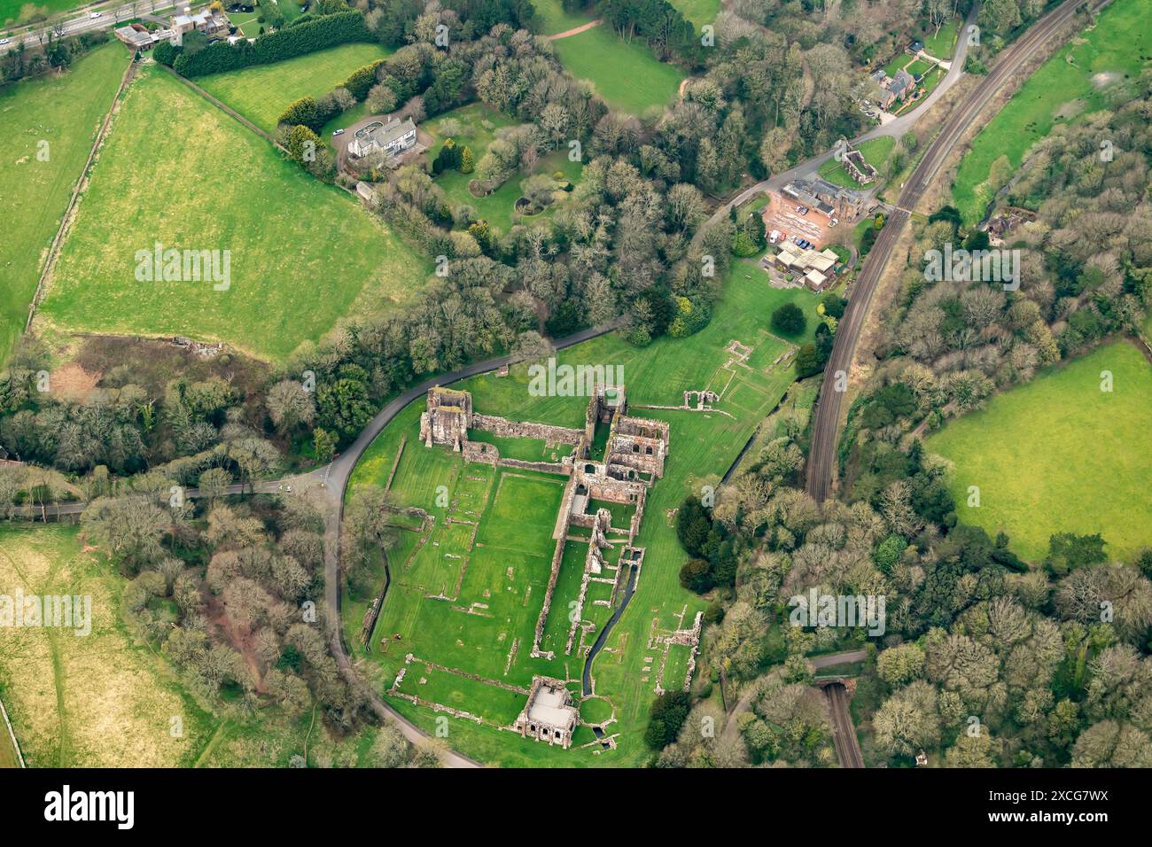 Aerial photo of ruins of Furness Abbey from 1500 feet Stock Photo - Alamy