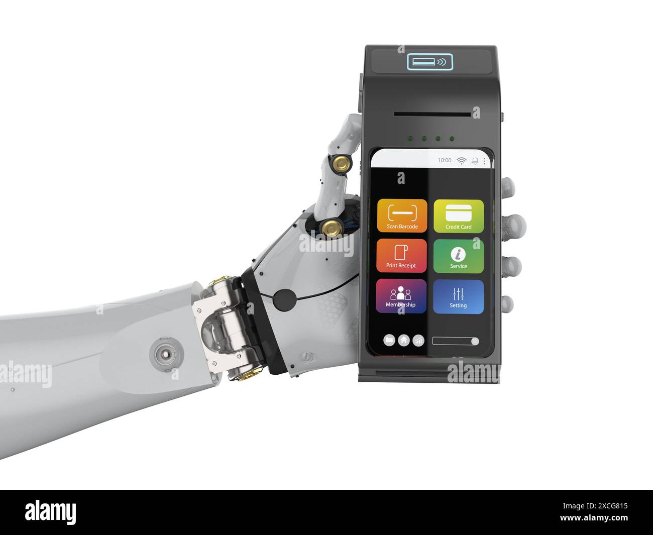 Cashless payment concept with 3d rendering robot hand holding credit ... Cashless payment concept with 3d rendering robot hand holding credit ...