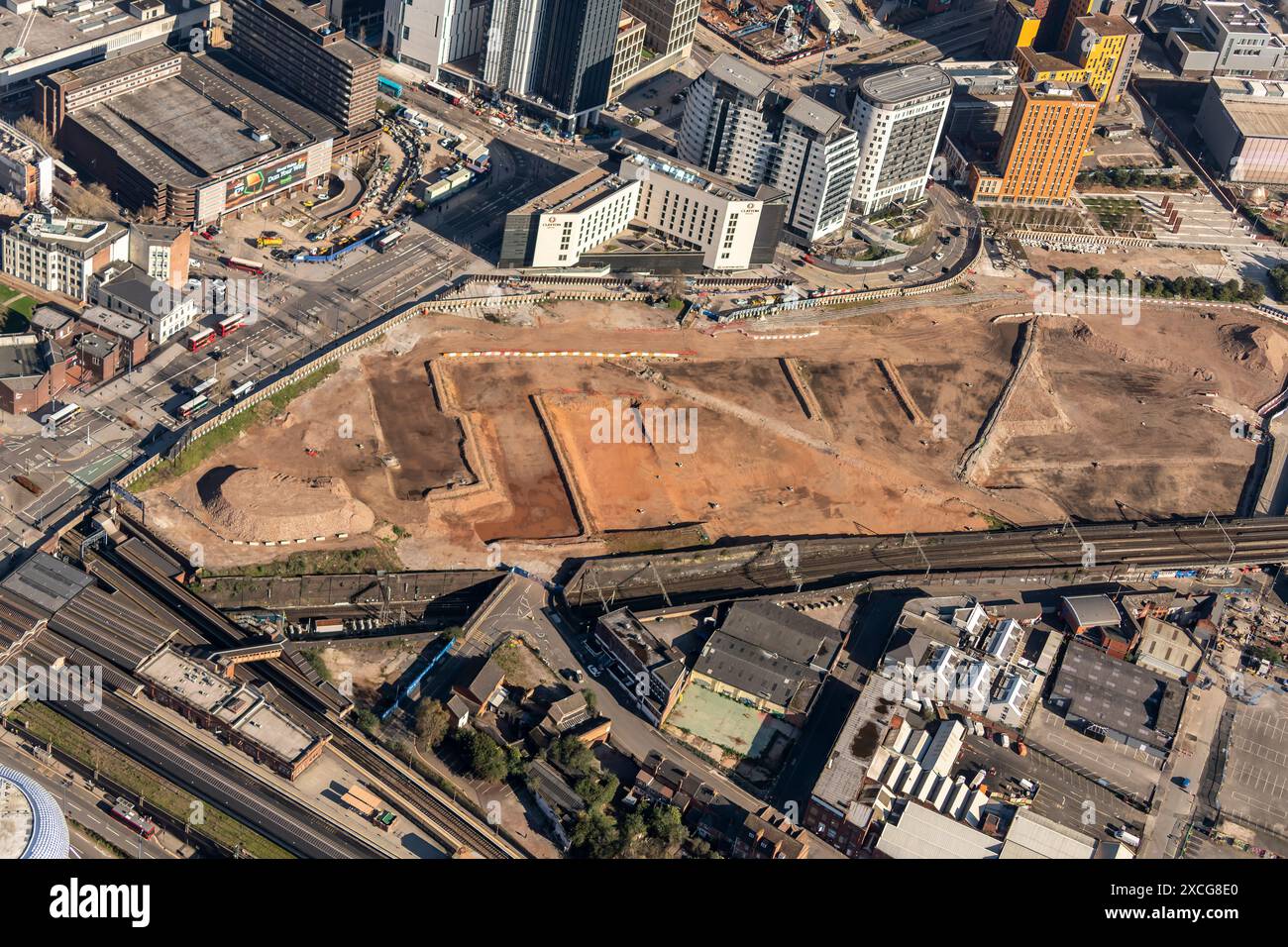 Aerial photo of HS2 Curzon Street development Birmingham from 2000 feet ...