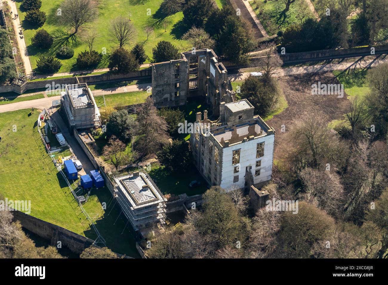 Aerial photo of Hardwick Hall from 1500 feet Stock Photo - Alamy