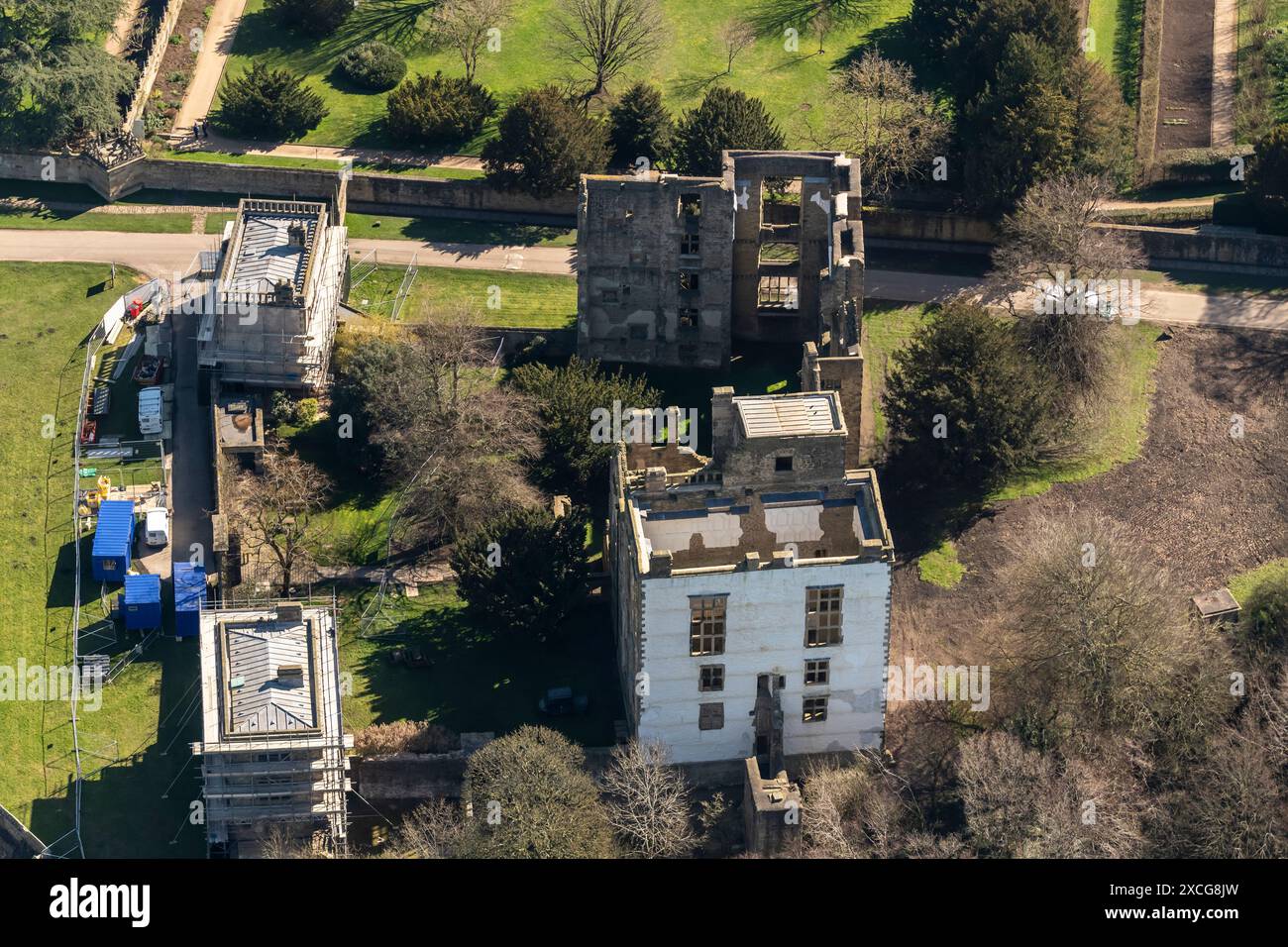 Aerial photo of Hardwick Hall from 1500 feet Stock Photo - Alamy
