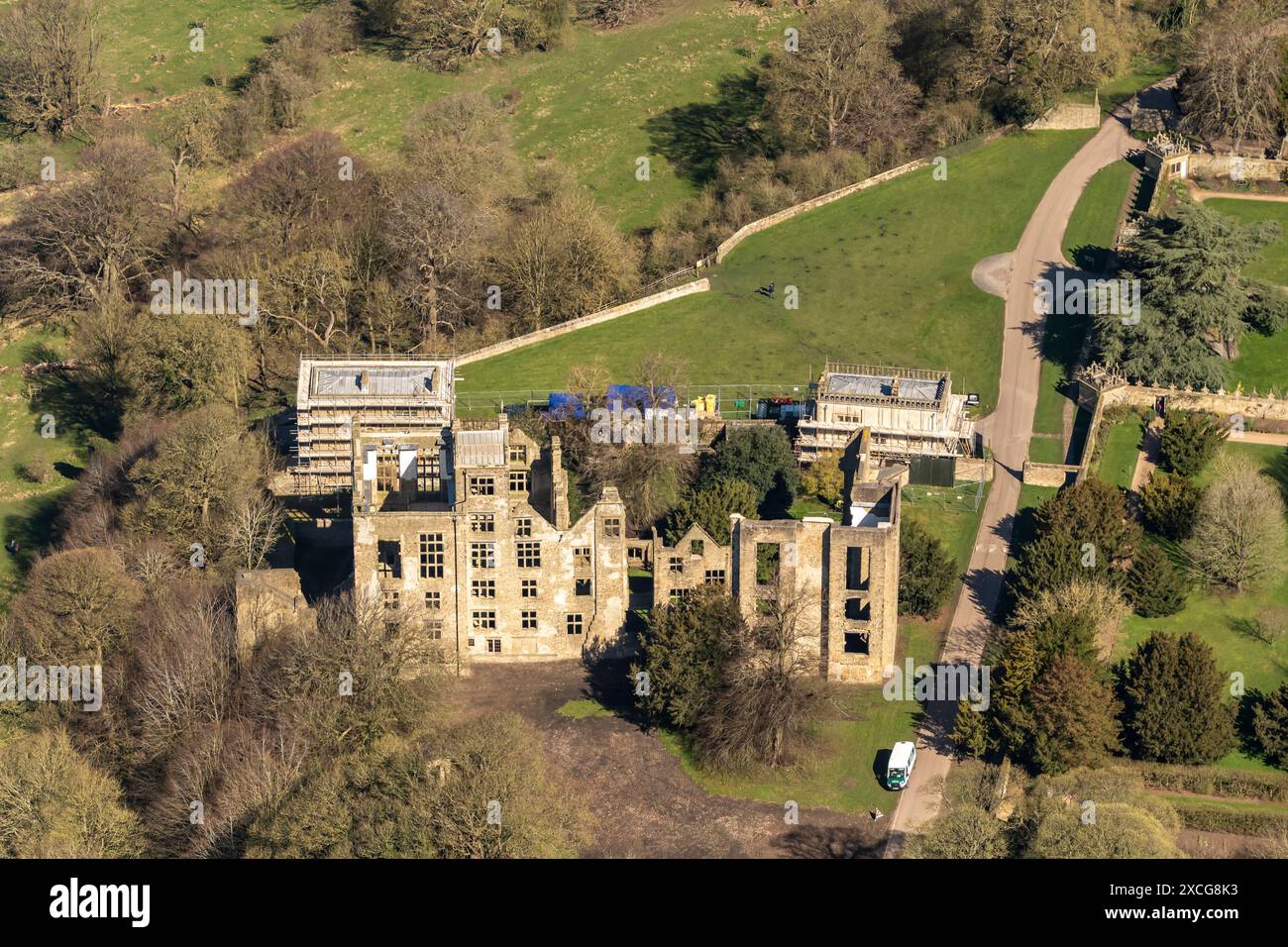 Aerial photo of Hardwick Hall from 1500 feet Stock Photo - Alamy