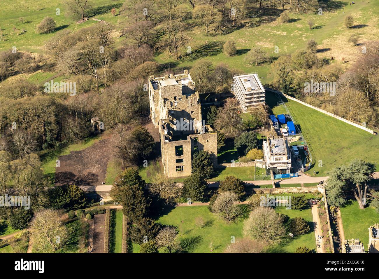 Aerial photo of Hardwick Hall from 1500 feet Stock Photo - Alamy