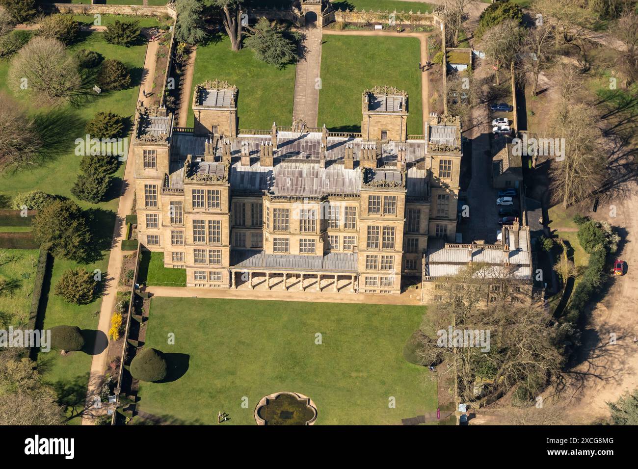 Aerial photo of Hardwick Hall from 1500 feet Stock Photo - Alamy
