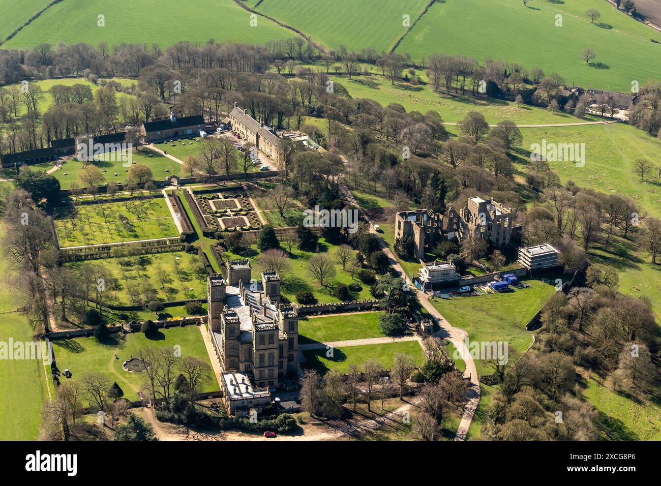 Aerial photo of Hardwick Hall from 1500 feet Stock Photo - Alamy