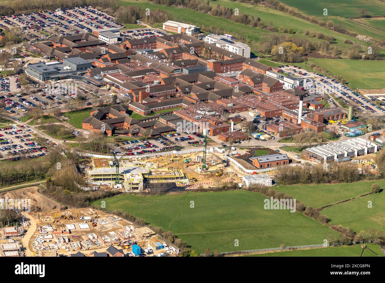 Aerial photo of new development under construction at Chesterfield ...