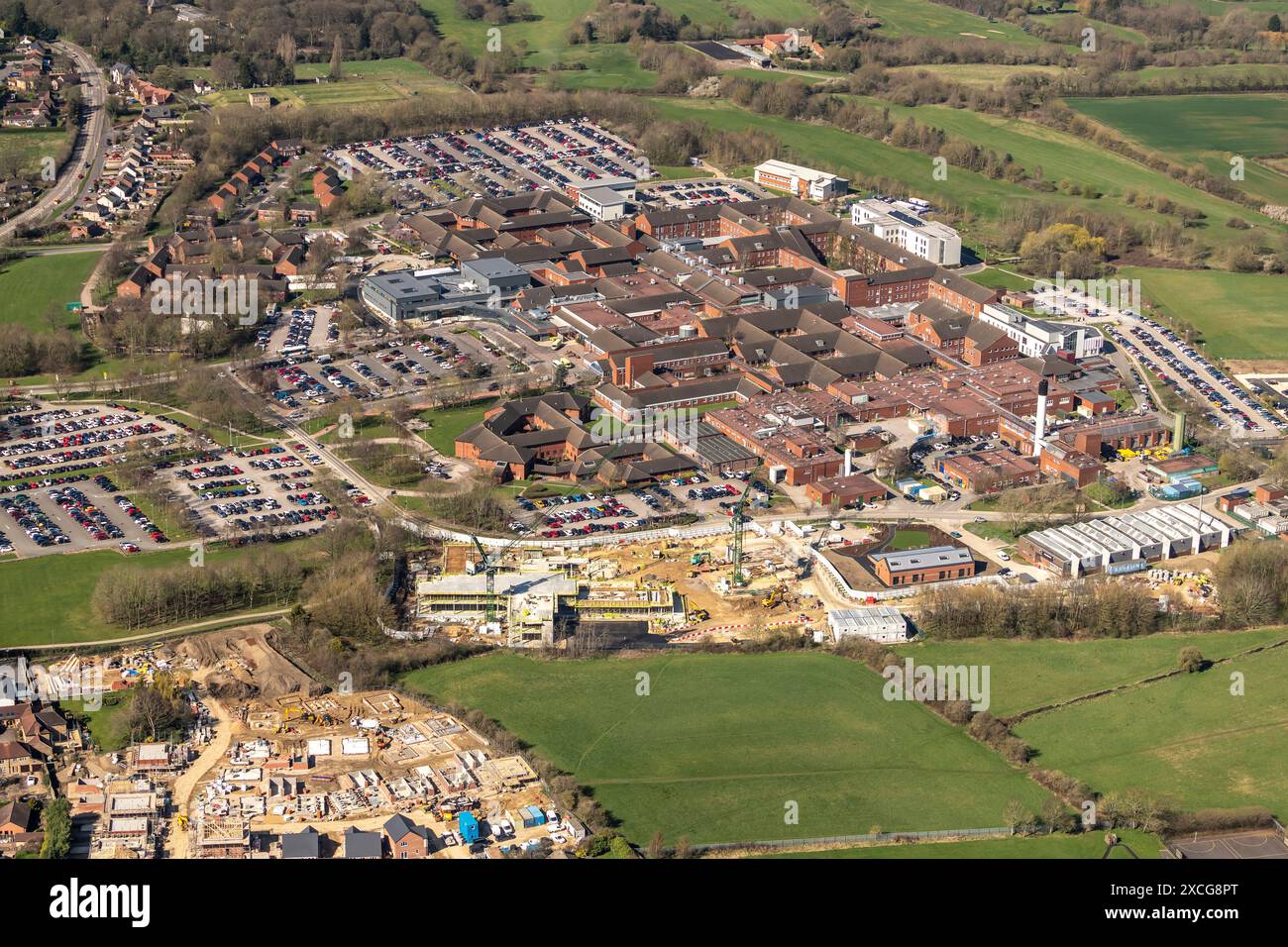 Aerial photo of new development under construction at Chesterfield ...