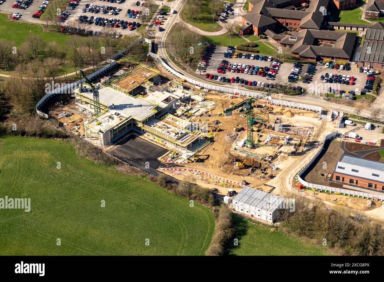 Aerial photo of new development under construction at Chesterfield ...