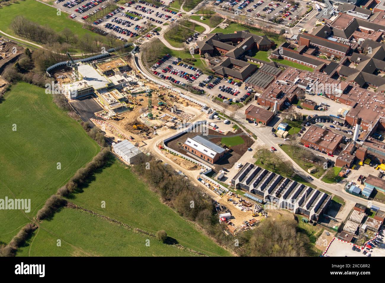 Aerial photo of new development under construction at Chesterfield ...