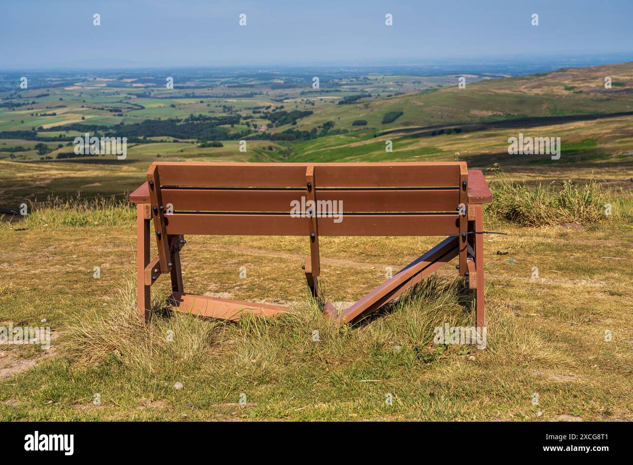 A broken bench with a view from the Hartside Pass between Alston and ...