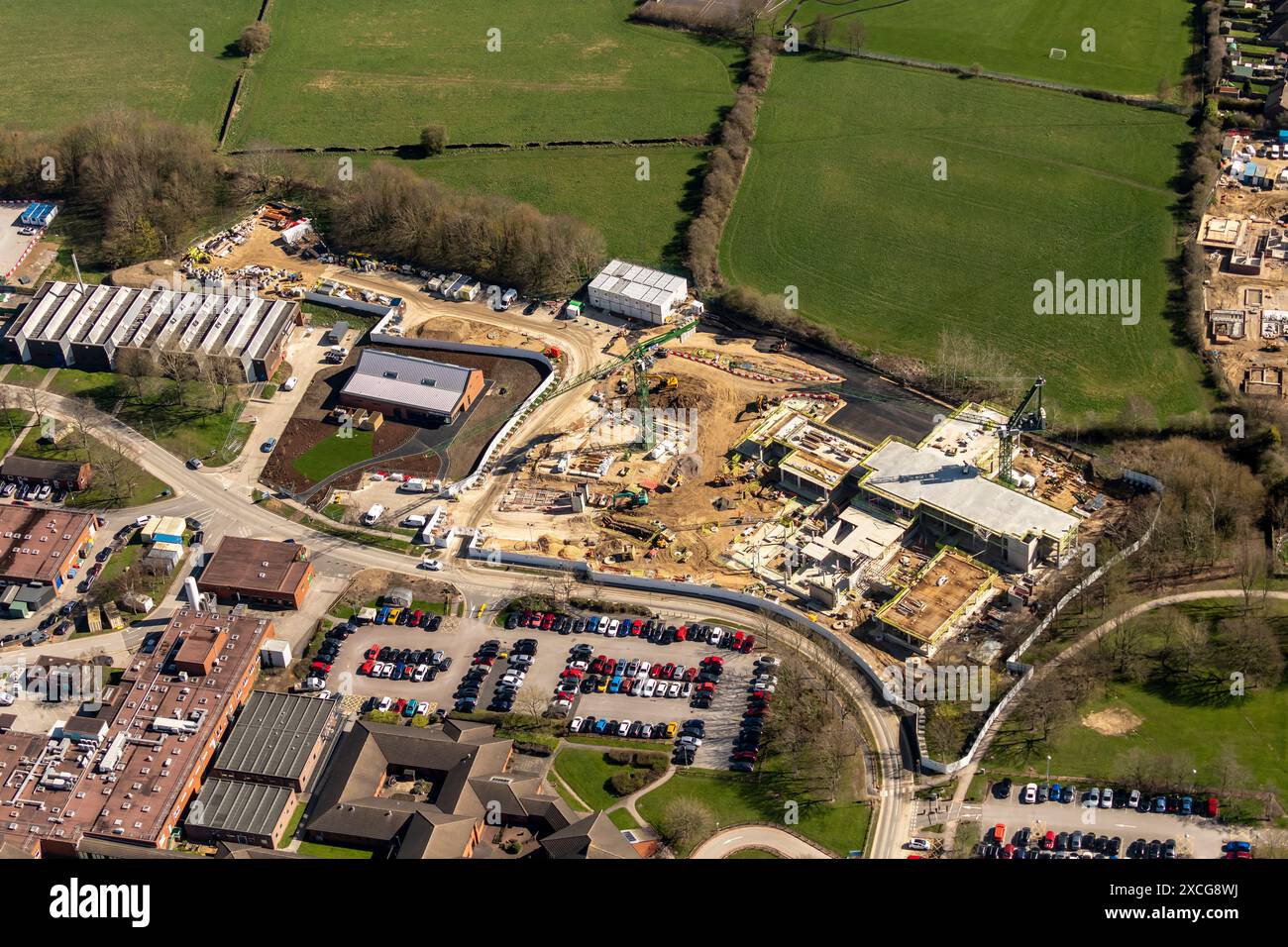 Aerial photo of new development under construction at Chesterfield ...