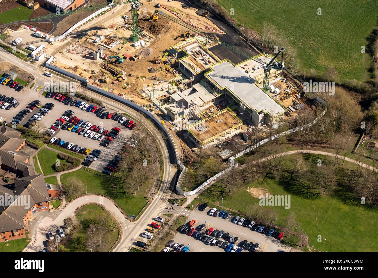 Aerial photo of new development under construction at Chesterfield ...