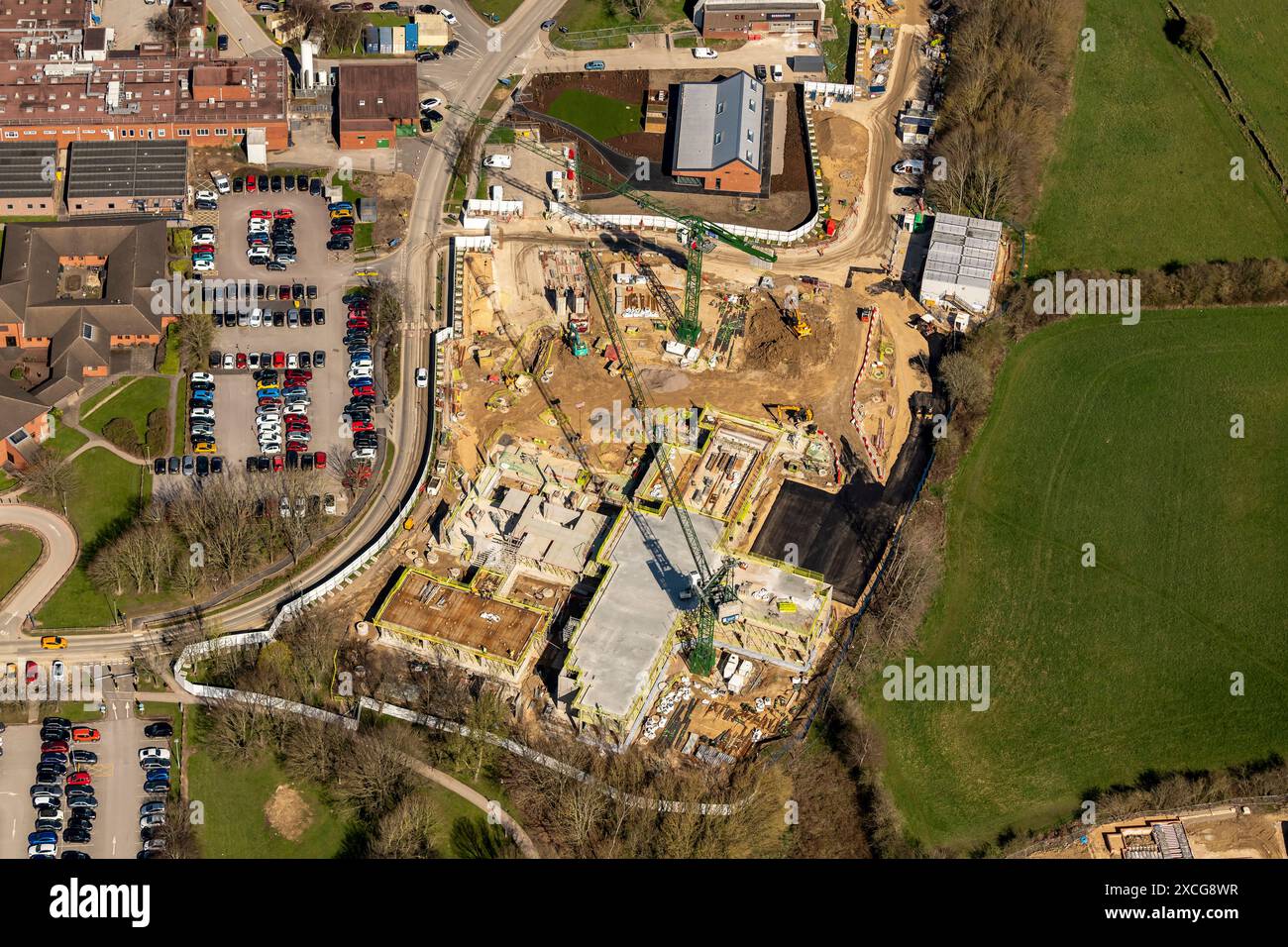 Aerial photo of new development under construction at Chesterfield ...