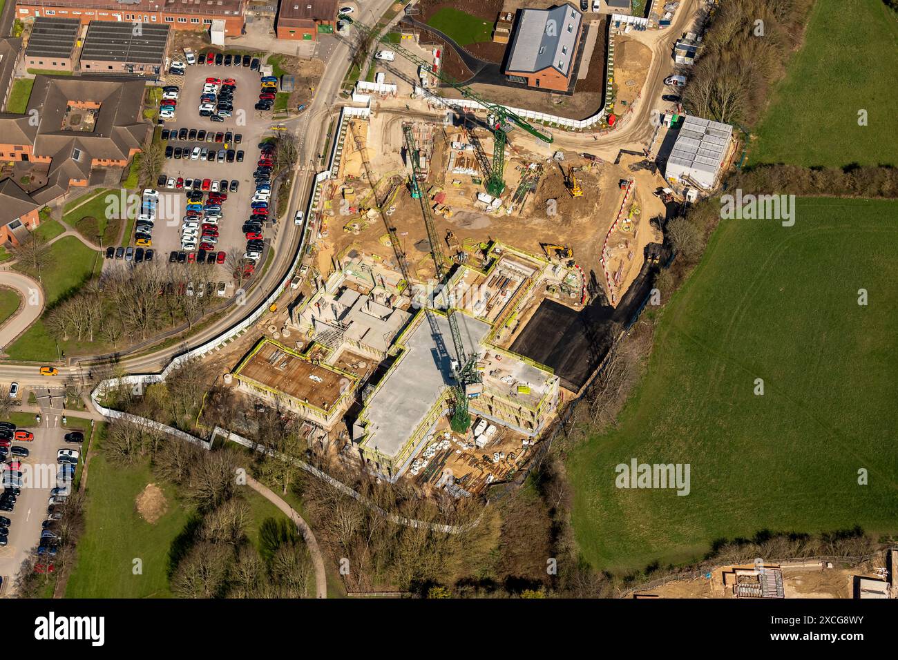 Aerial photo of new development under construction at Chesterfield ...