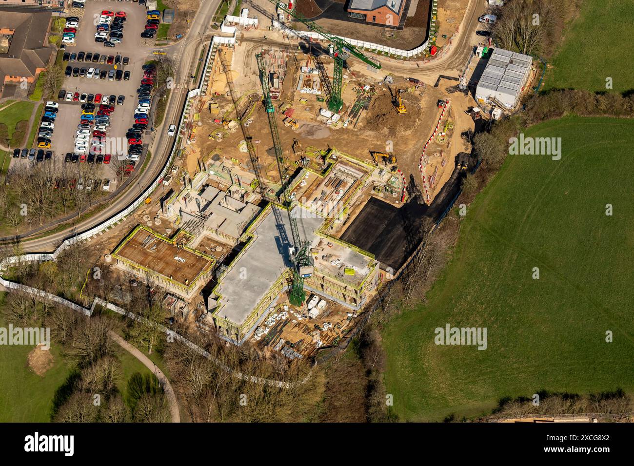 Aerial photo of new development under construction at Chesterfield ...