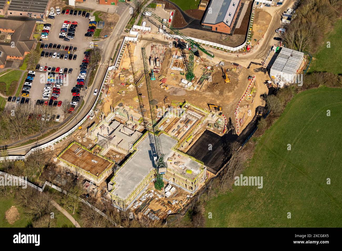 Aerial photo of new development under construction at Chesterfield ...