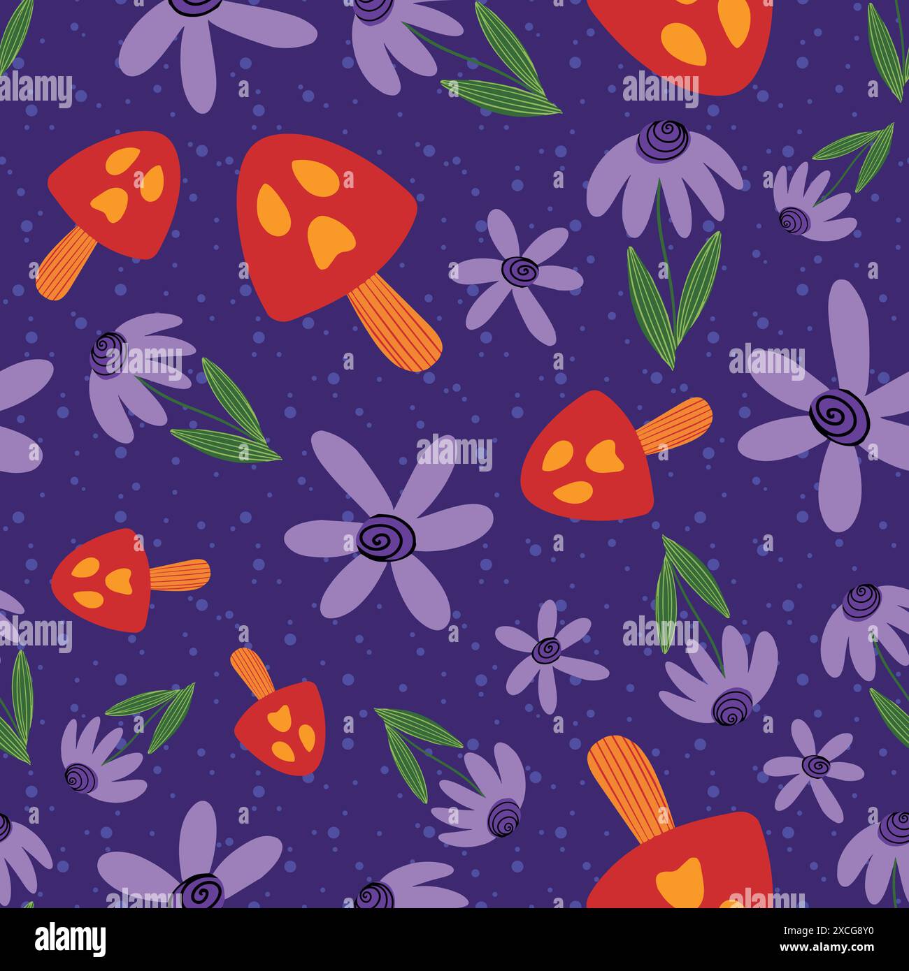 Cottagecore Halloween pattern seamless design on purple background ...