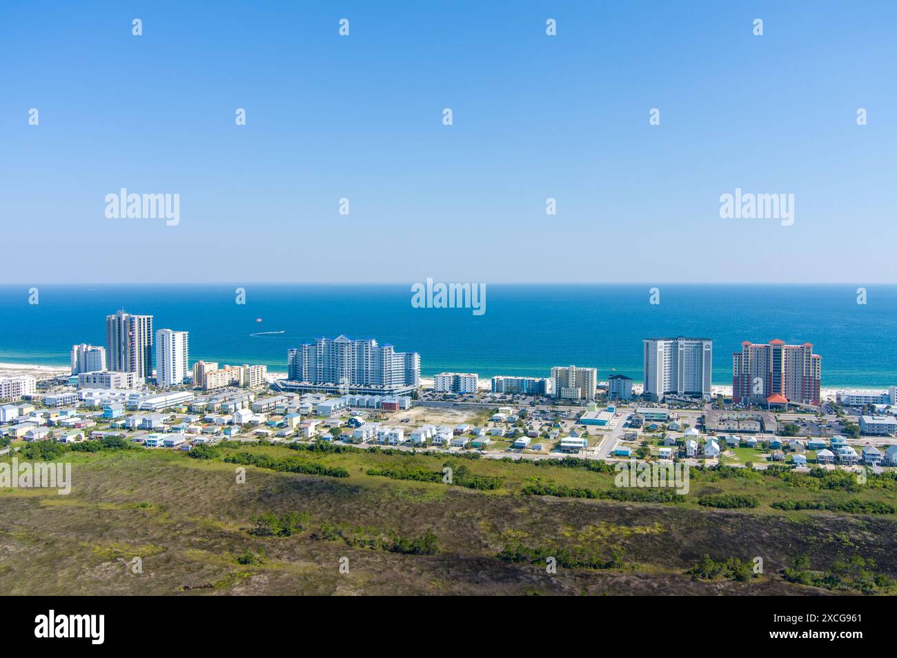 Aerial view of the beach at Gulf Shores, Alabama in June Stock Photo ...