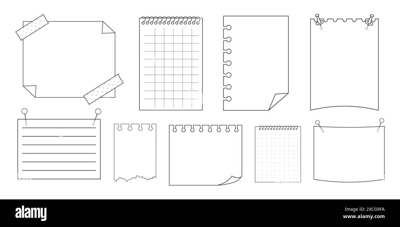 Memo sticky note reminder sheet paper. Doodle paper frame, check list ...