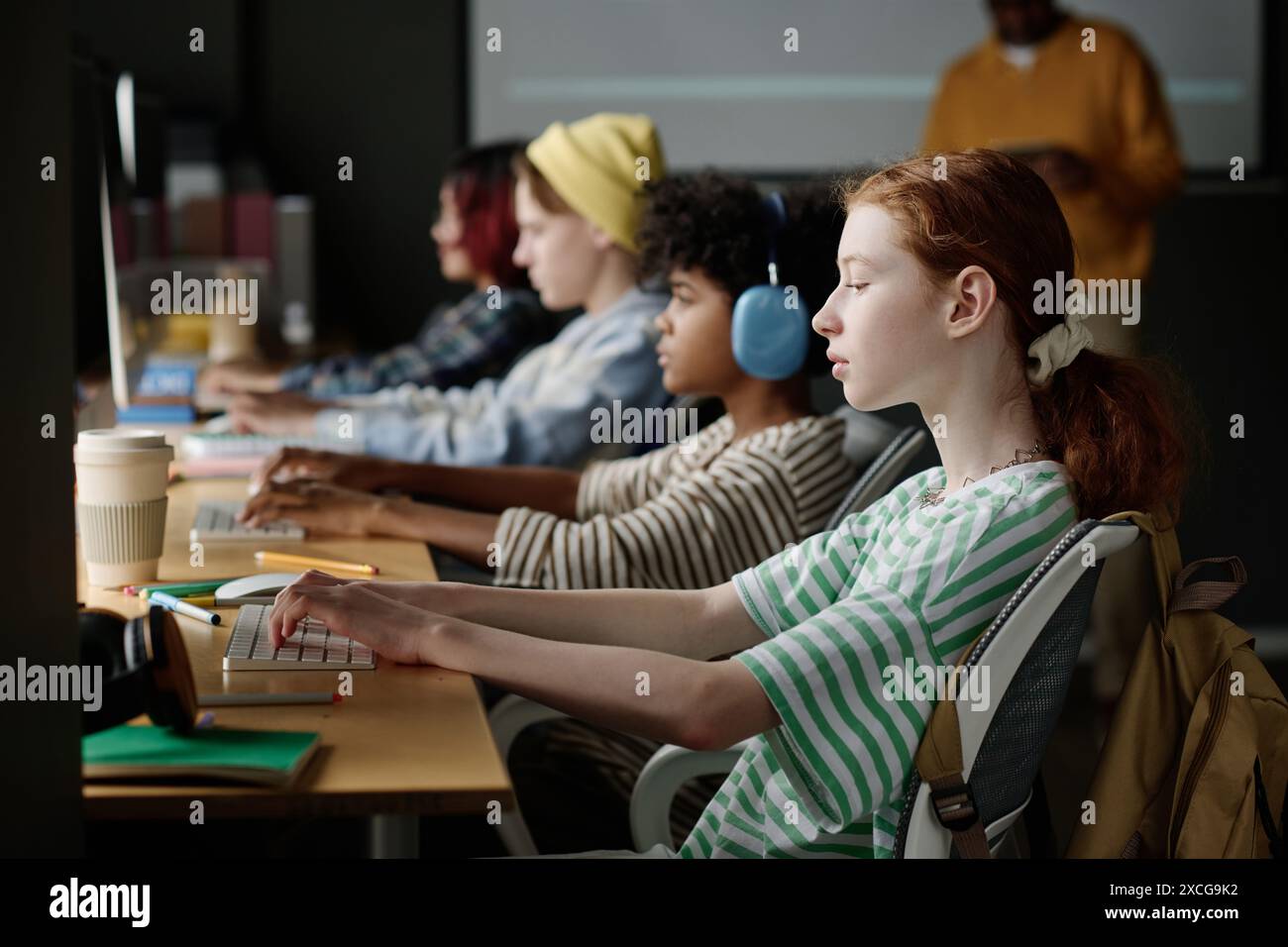 Asian boy coding program caucasian hi-res stock photography and images ...