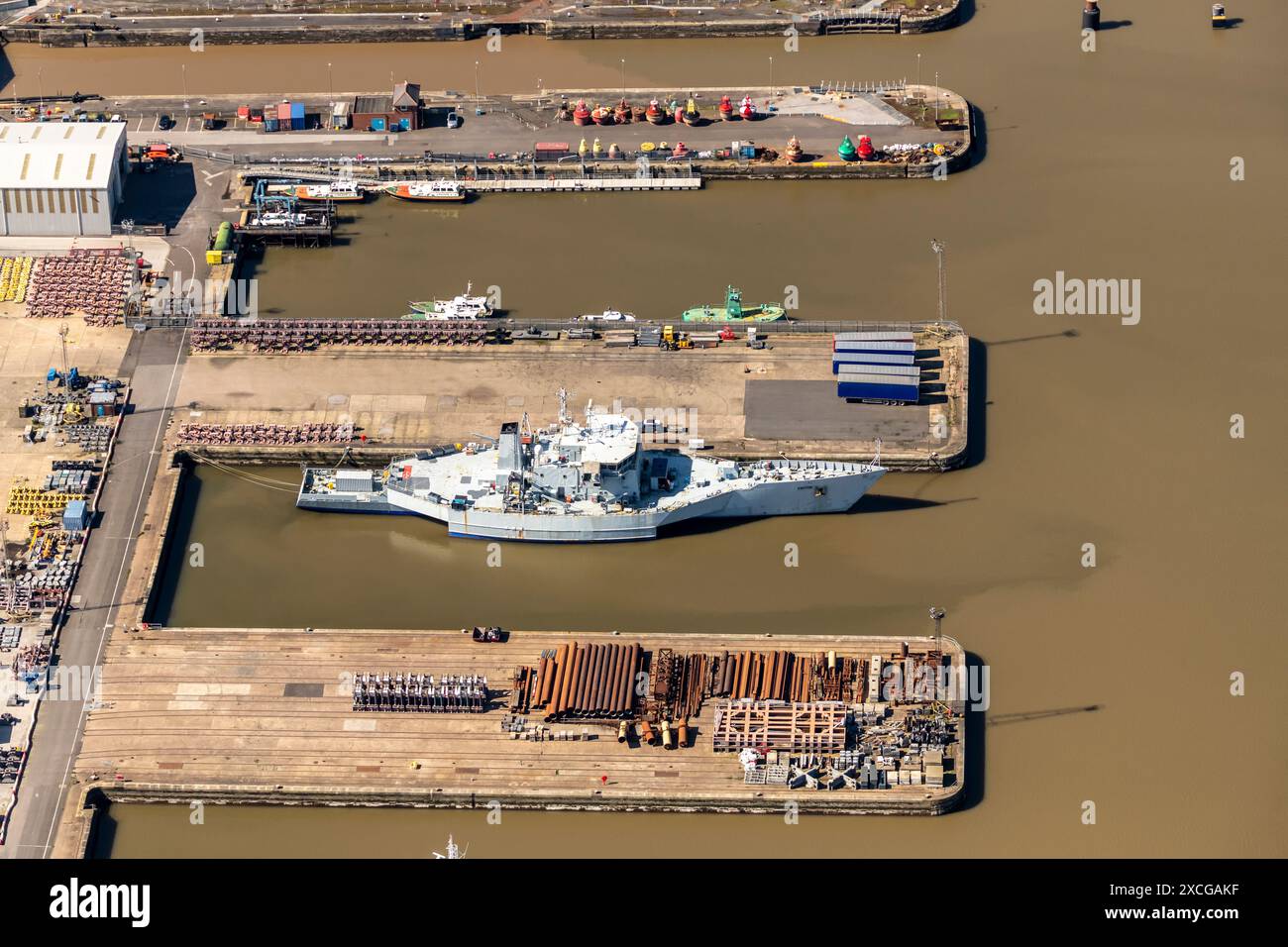 Aerial photo of RV Triton fast trimaran moored in Alexandra Dock Hull ...