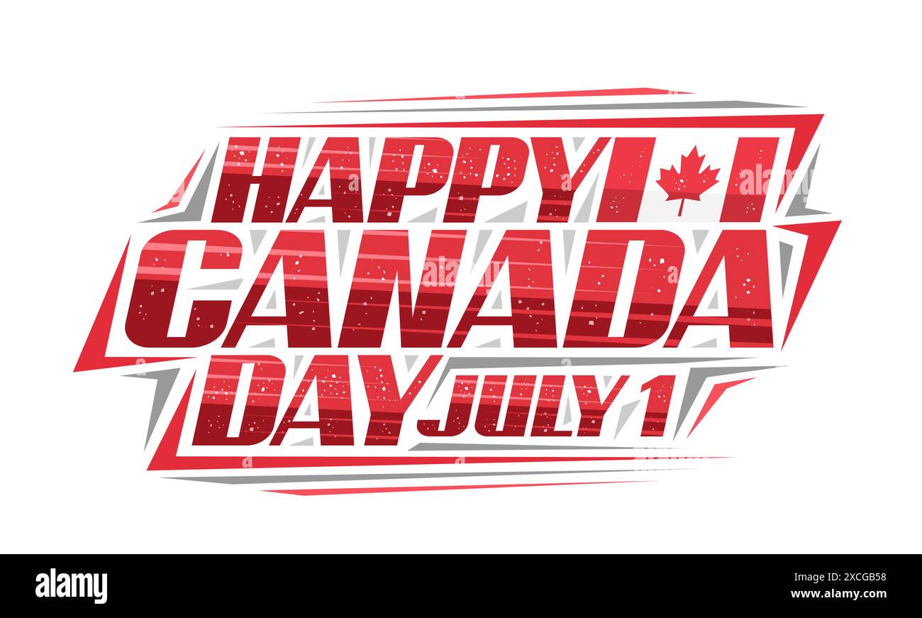 Vector greeting card for Canada Day, decorative horizontal poster with ...