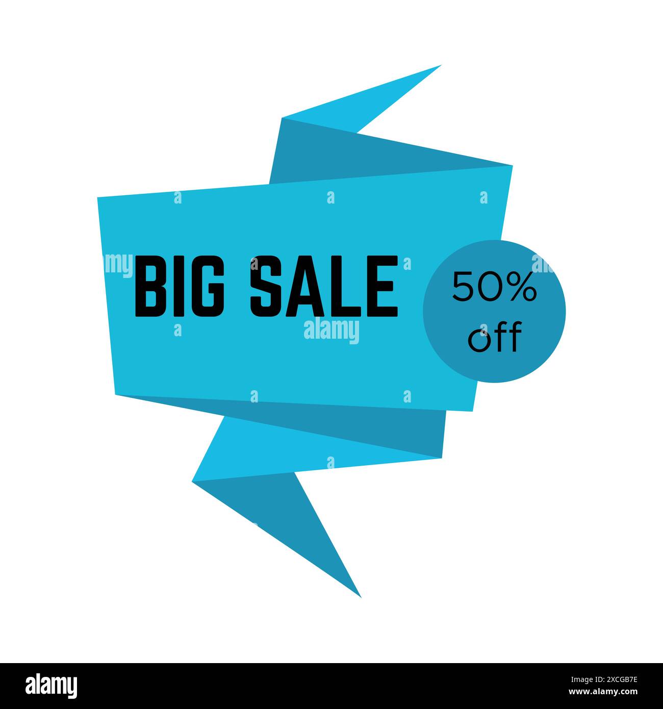 Blue big sale sticker with text in origami style. Sale label template ...