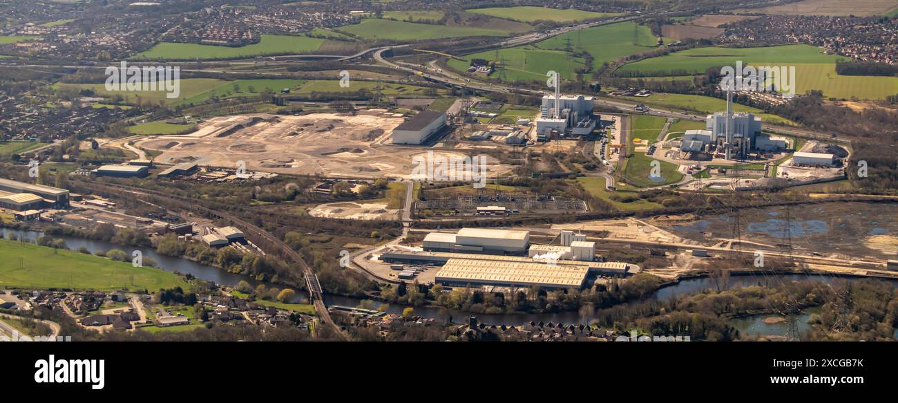 Aerial photo of Ferrybridge Power Station waste for energy development ...