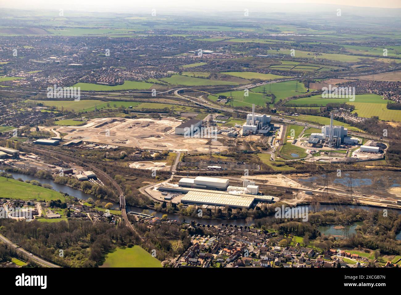 Aerial photo of Ferrybridge Power Station waste for energy development ...