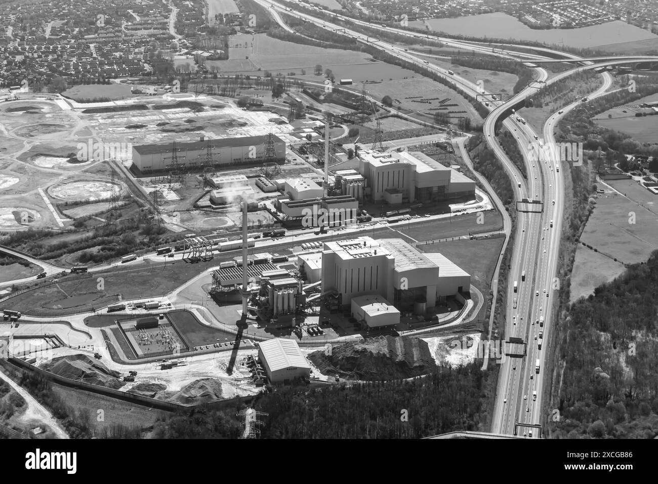Aerial photo of Ferrybridge Power Station waste for energy development ...