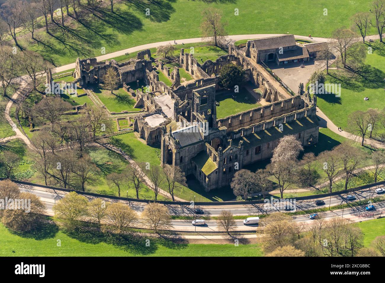 aerial photo of Kirkstall Abbey from 1500 feet Stock Photo - Alamy