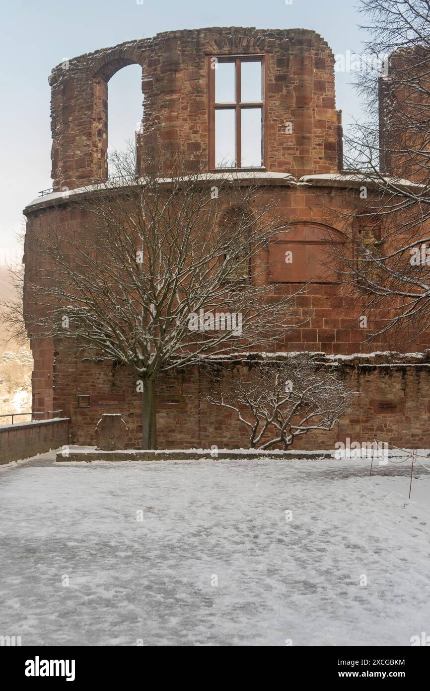 walking through the castle gardens of Heidelberg with snow Stock Photo ...
