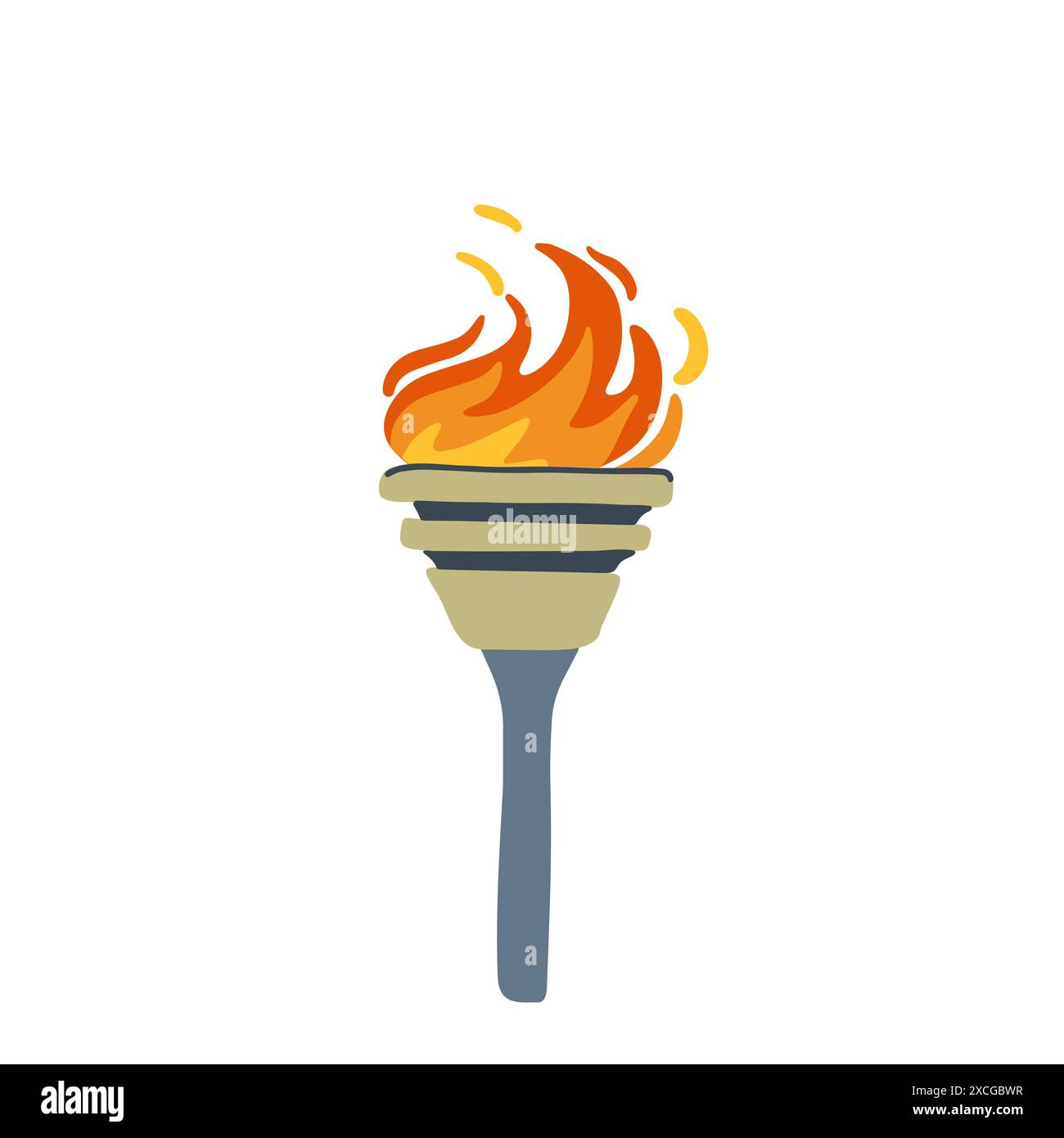 Illustration of an Olympic torch with burning flame in flat style ...