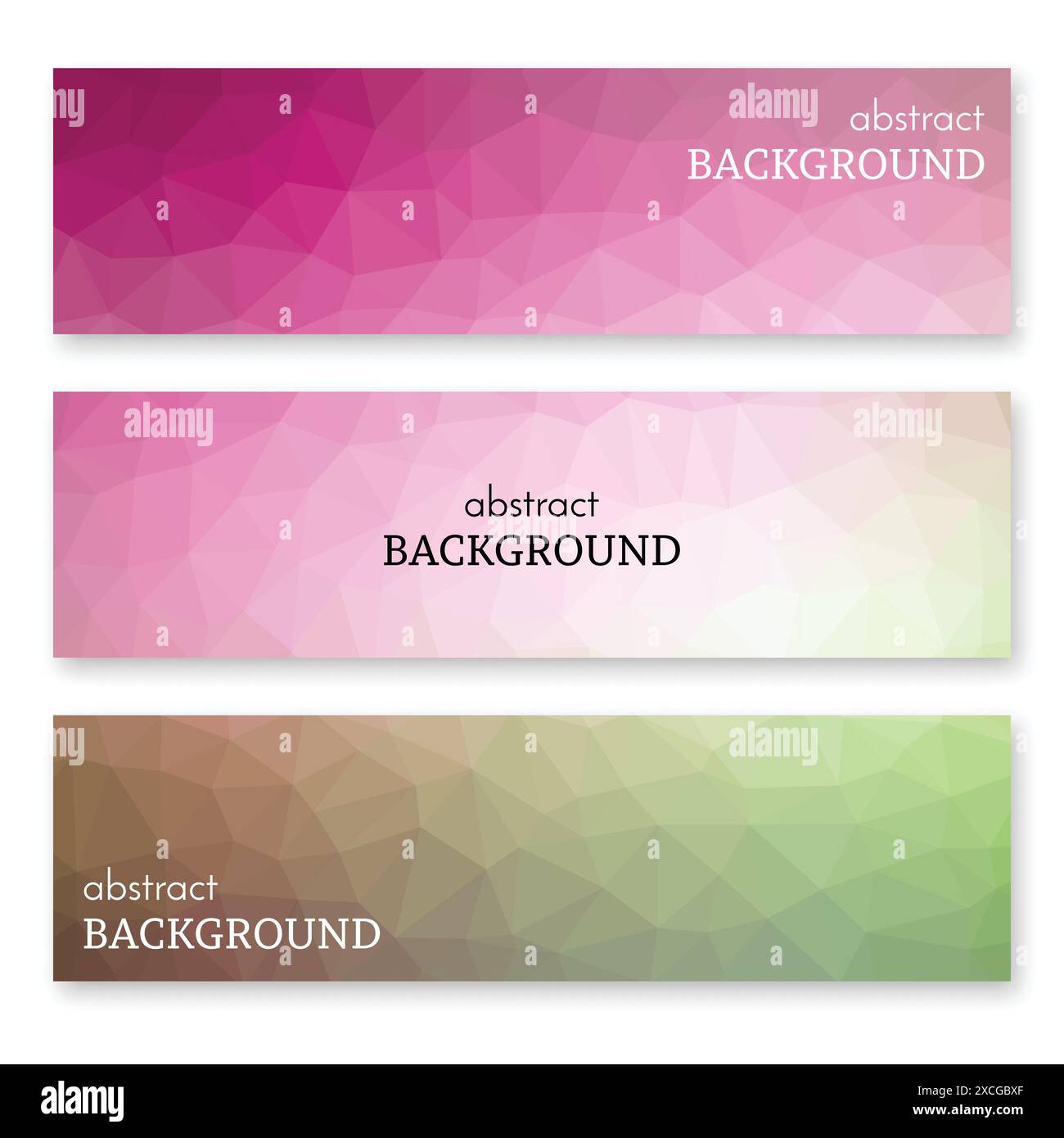 Set of three multi colored banners in low poly art style. Background ...