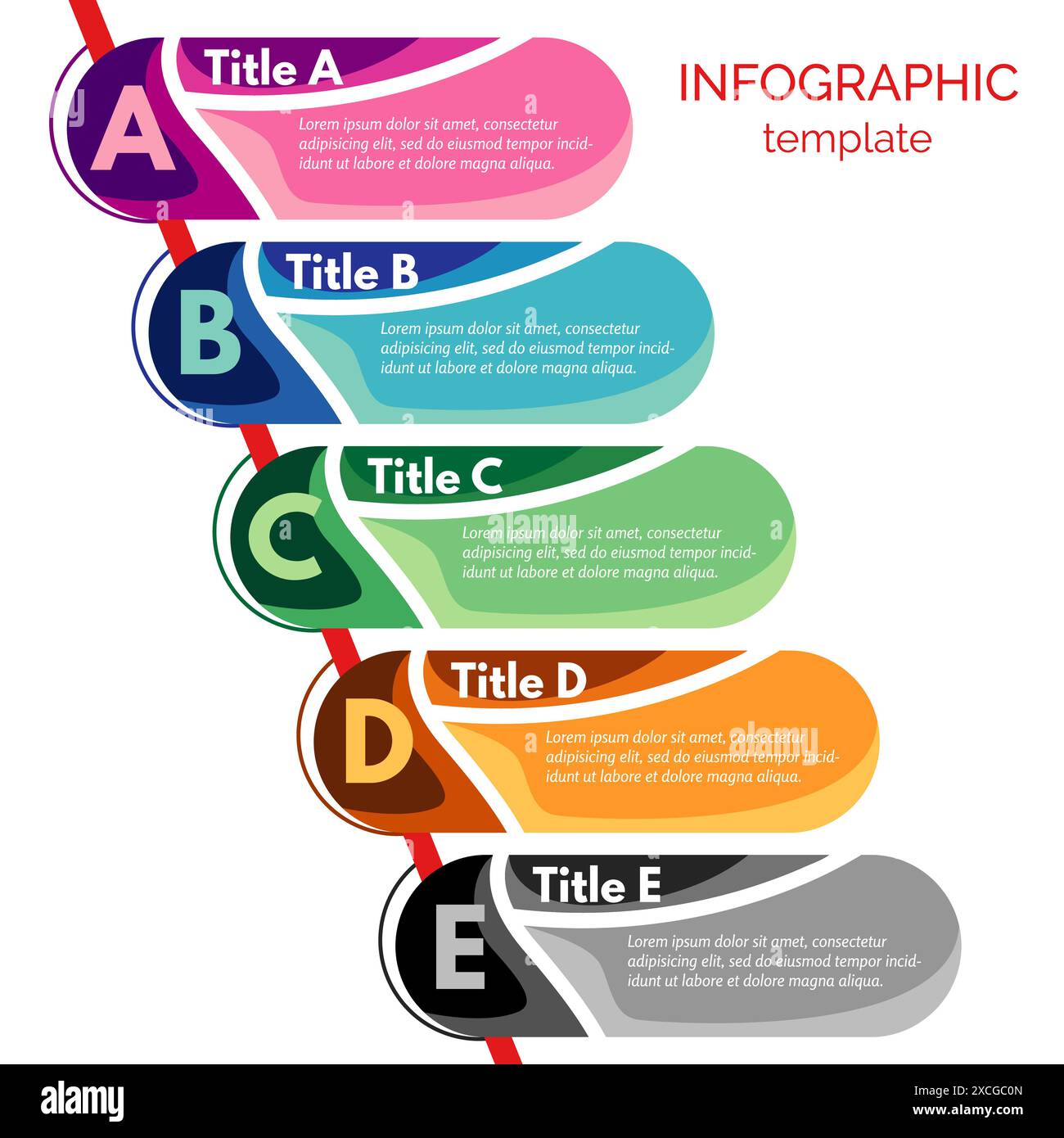Five steps infographic design elements. Step by step infographic design template. Vector ...