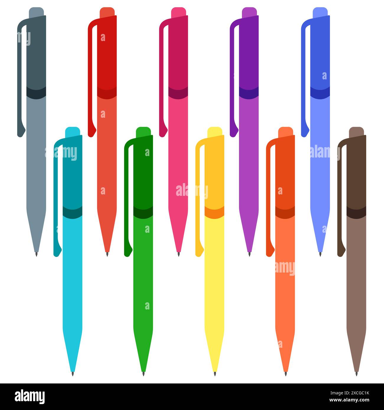Set of multi-colored pens on a white background. Vector illustration ...