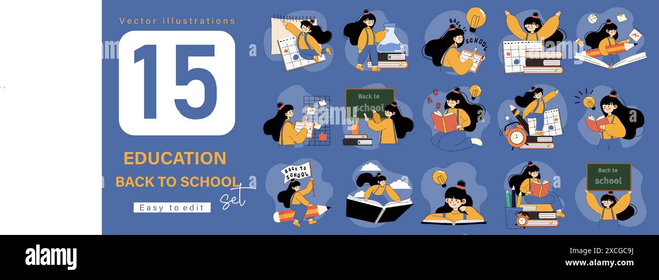Vector Illustrations Set of Back to School Education Concepts ...