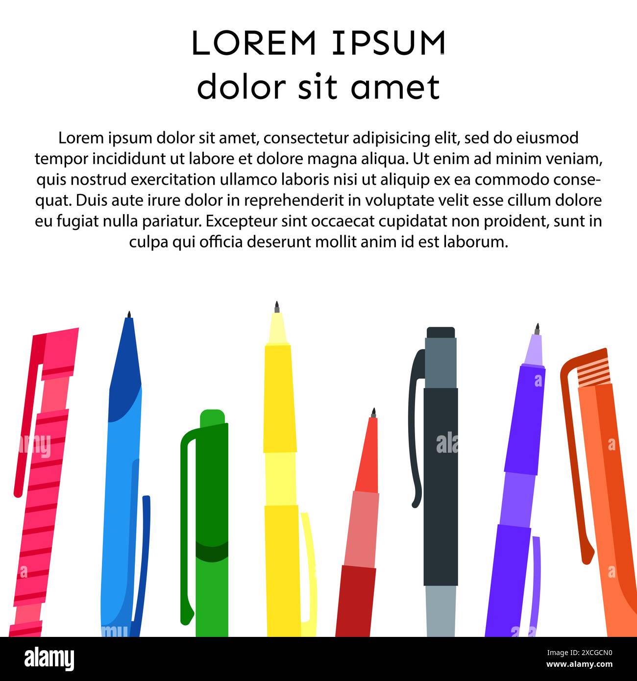 Background with pens and pencils and place for your text. Vector ...