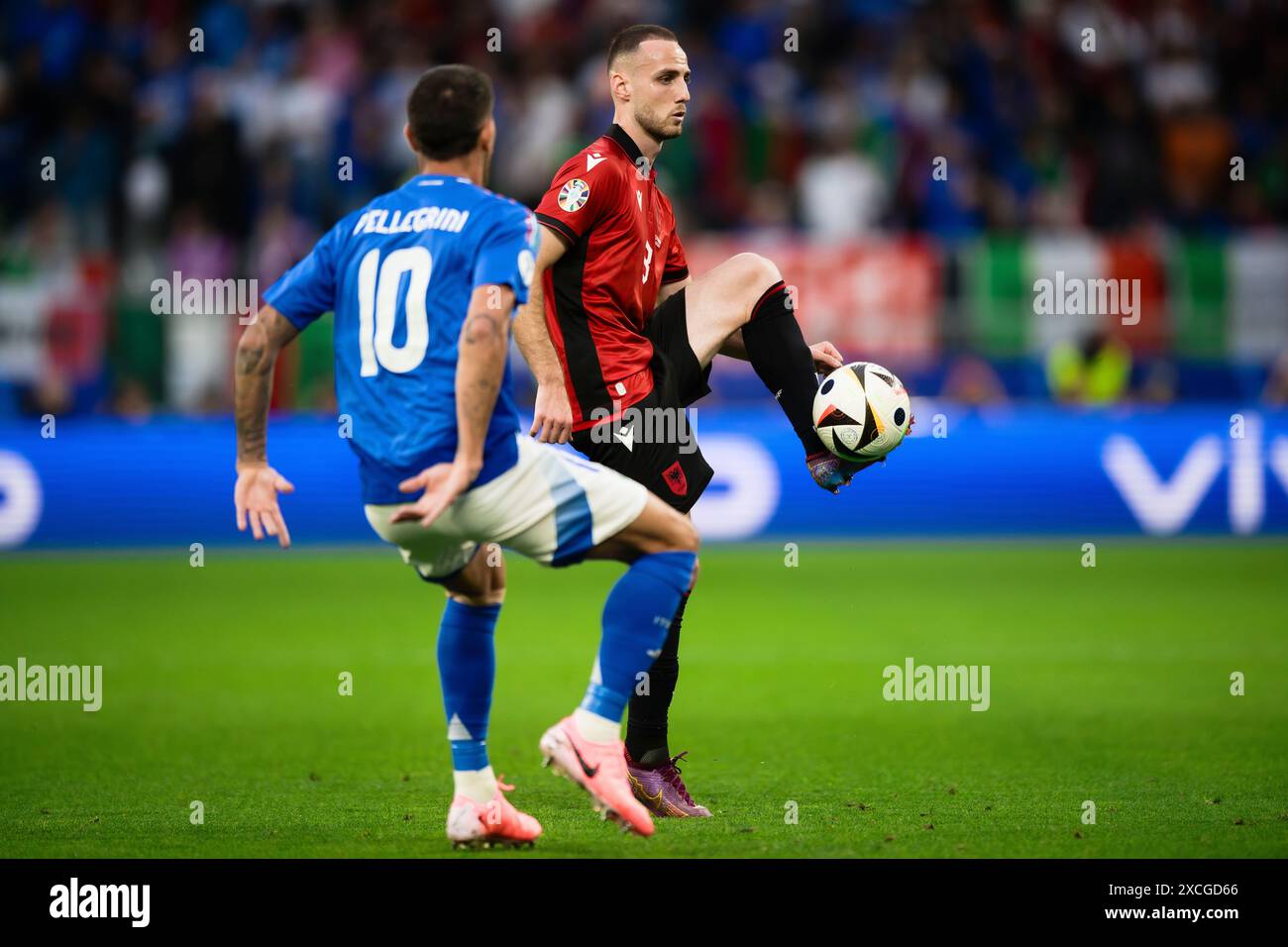 Dortmund, Germany. 15 June 2024. Mario Mitaj of Albania competes for ...