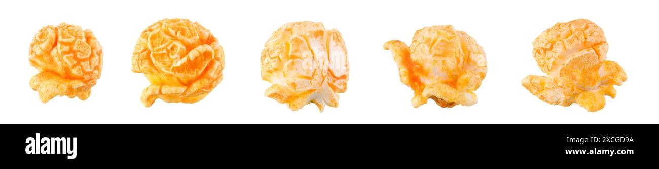 Single popped popcorn on a white background with clipping path Stock ...