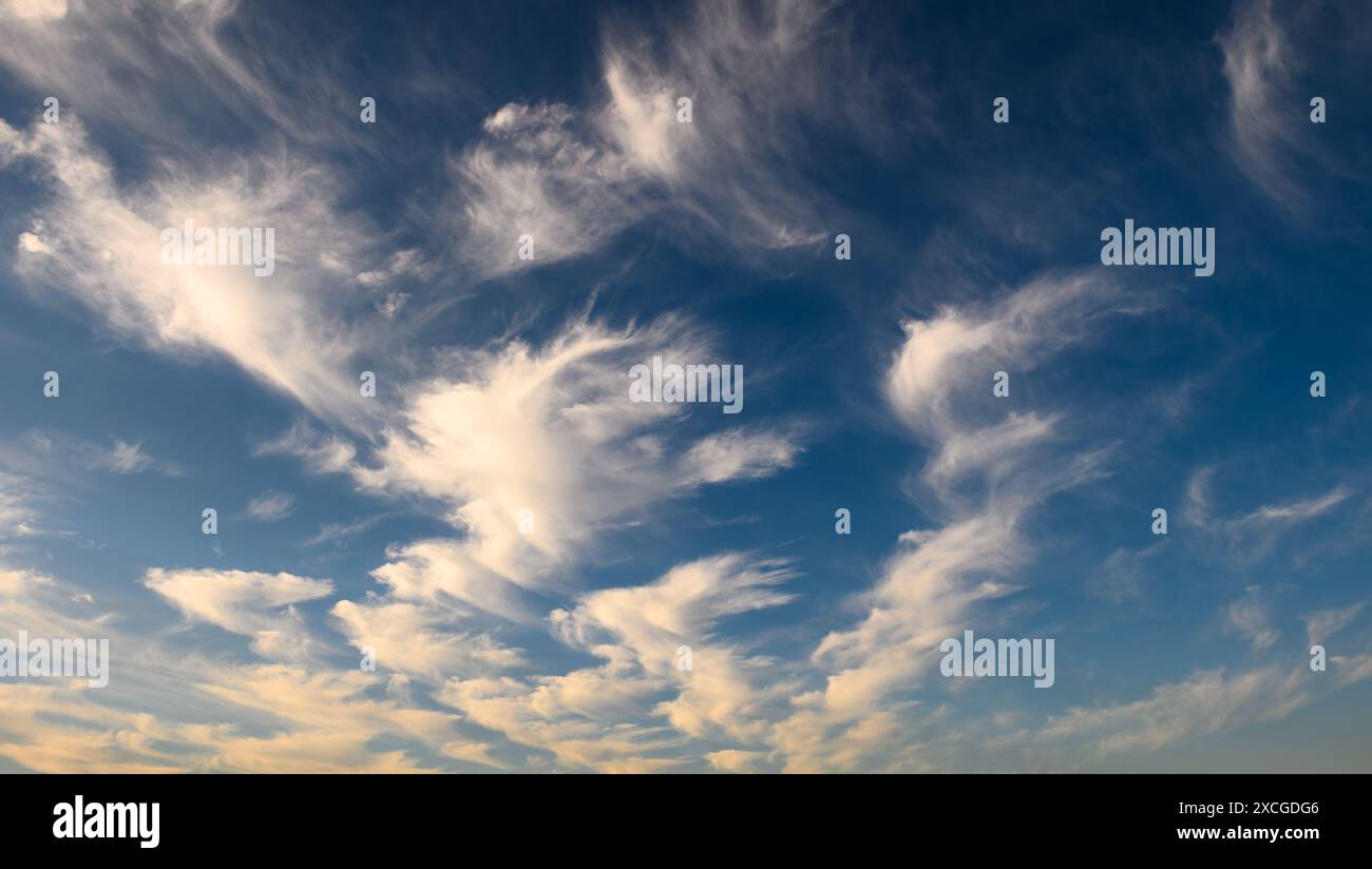 morning blue sky with cirrus clouds in Cyprus 2 Stock Photo - Alamy