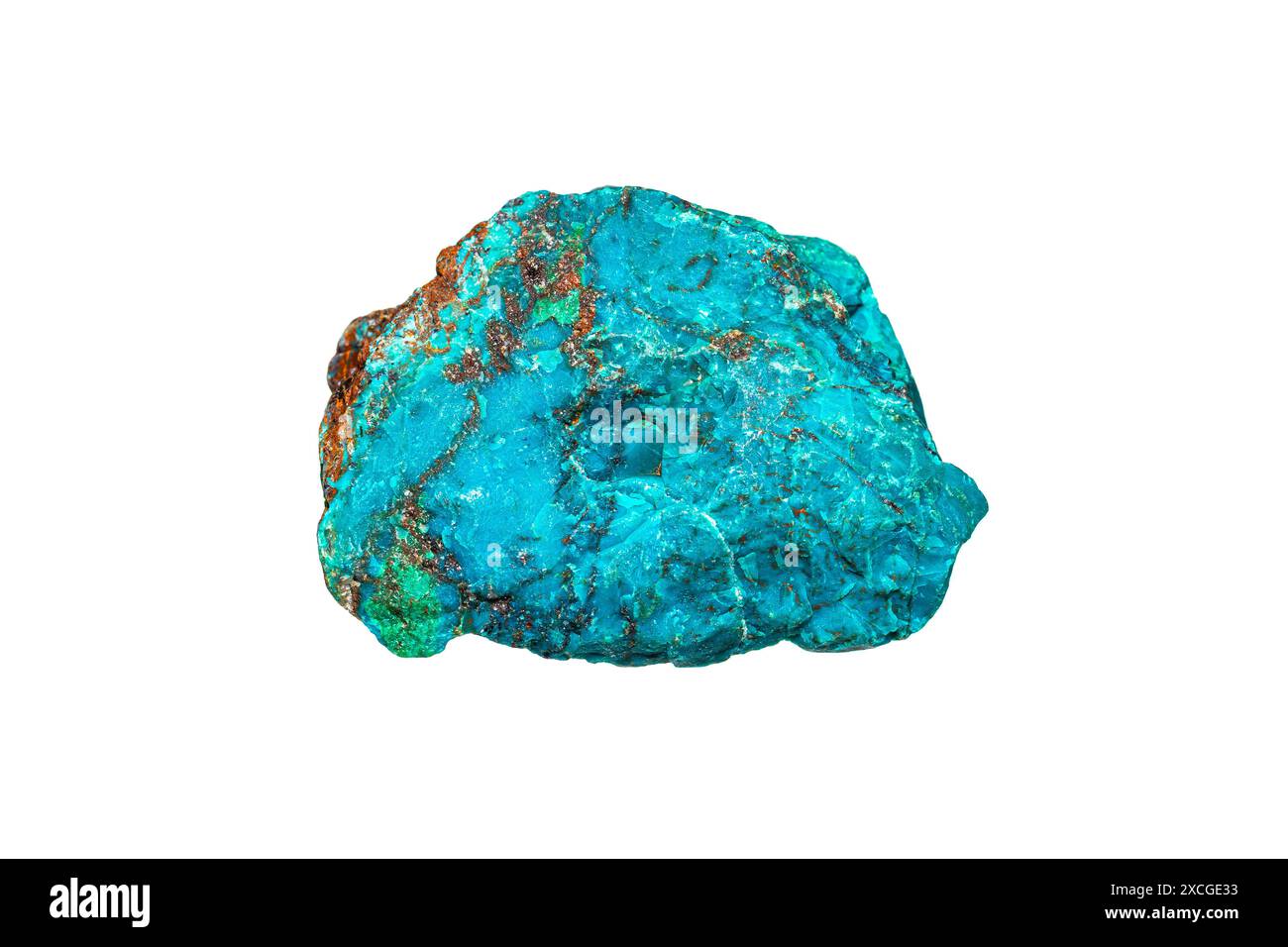 Chrysocolla with malachite rough gemstone on white background Stock ...