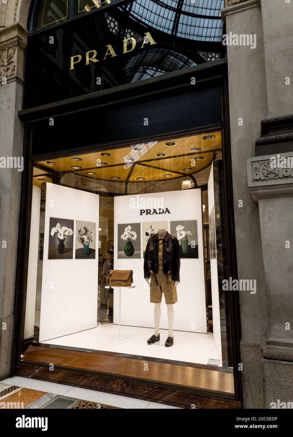 Milan, Italy, June 17, 2024 - showcase of the luxury boutique Prada in ...