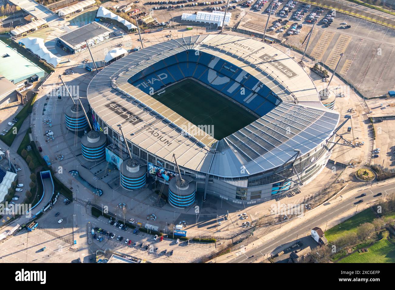 aerial photo of Manchester City Football Club Etihad Stadium from 1500 ...