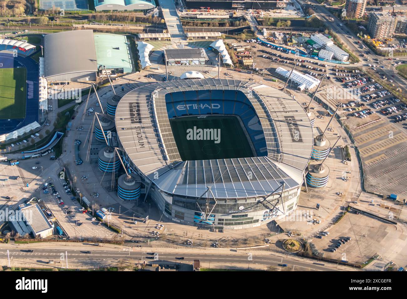 aerial photo of Manchester City Football Club Etihad Stadium from 1500 feet Stock Photo - Alamy