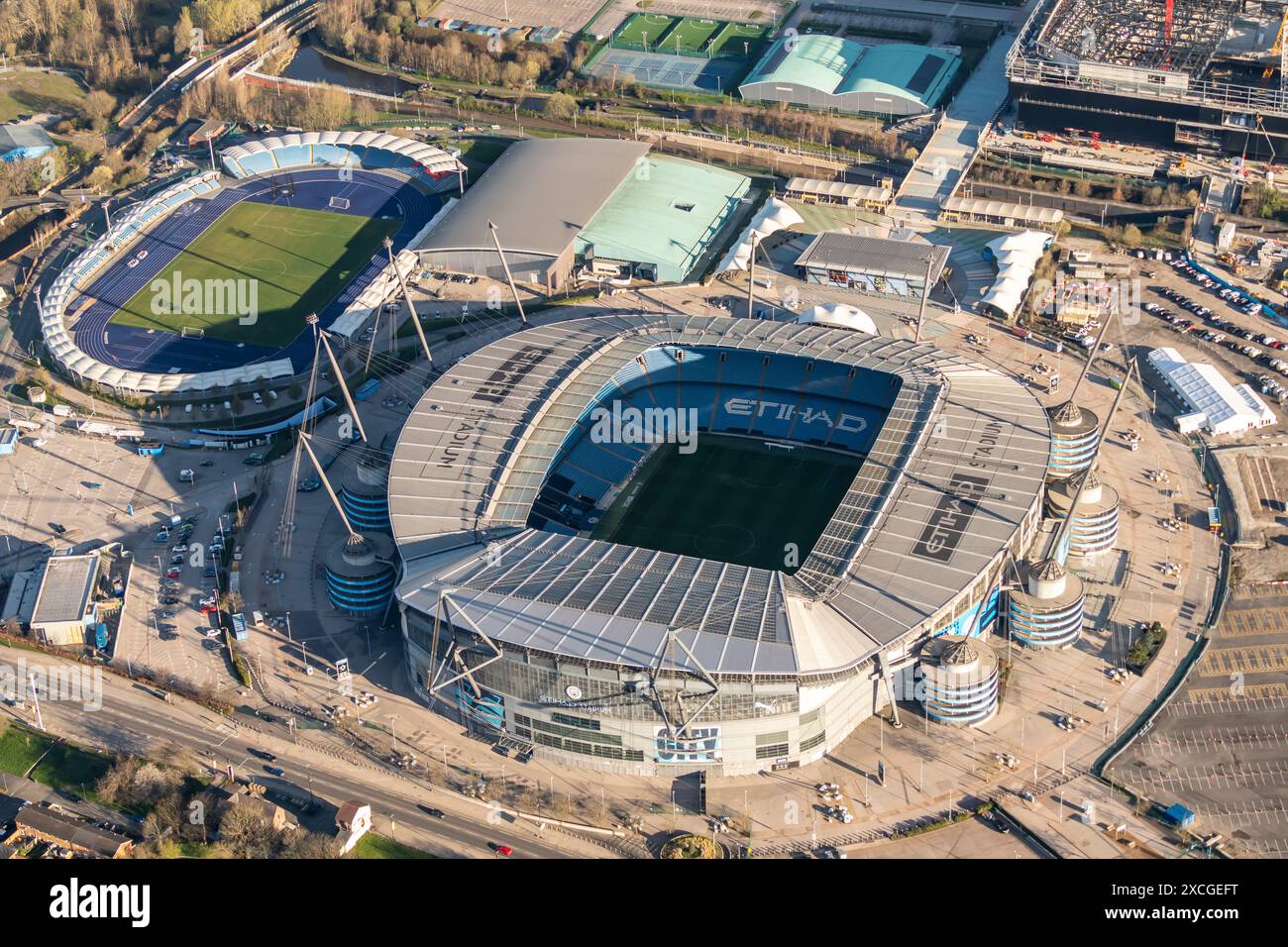 aerial photo of Manchester City Football Club Etihad Stadium from 1500 ...