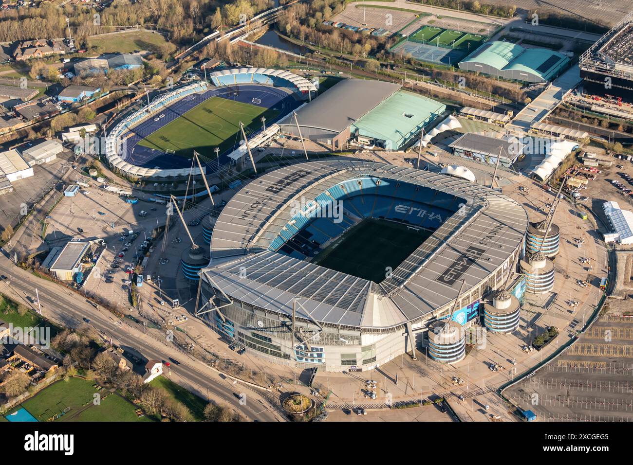 aerial photo of Manchester City Football Club Etihad Stadium from 1500 ...